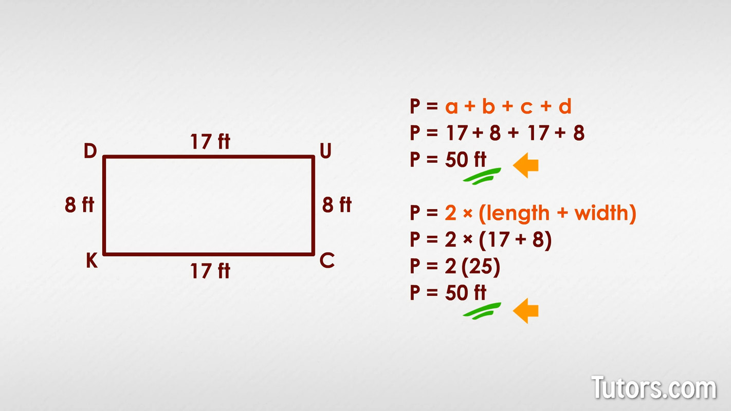 How To Find The Perimeter Of A Rectangle Formula Video 