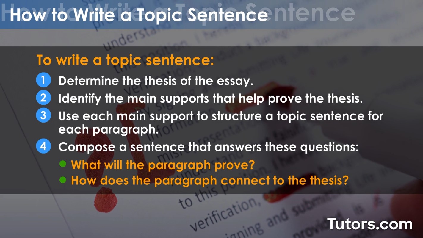 Writing Topic Sentences Purpose Structure And Examples